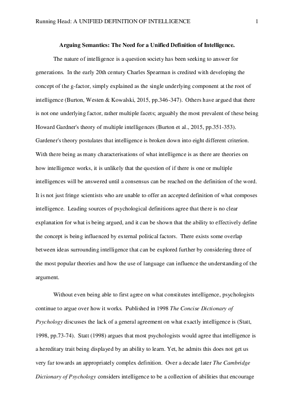 (PDF) Arguing Semantics: The Need for a Unified Definition of Intelligence.