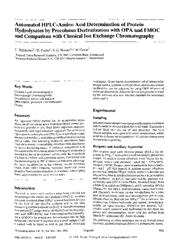 (PDF) Automated HPLC-amino acid determination of protein hydrolysates ...