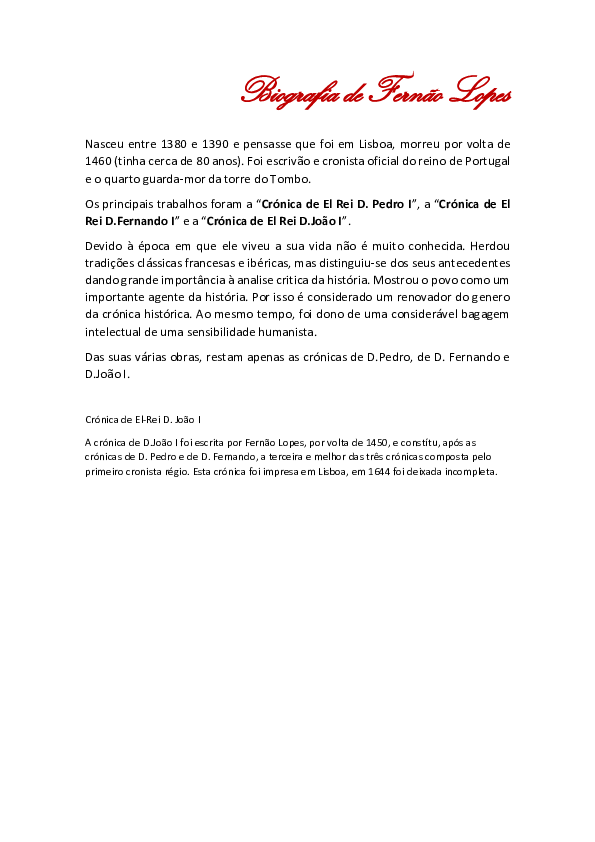 (DOC) Biografia de Fernão Lopes
