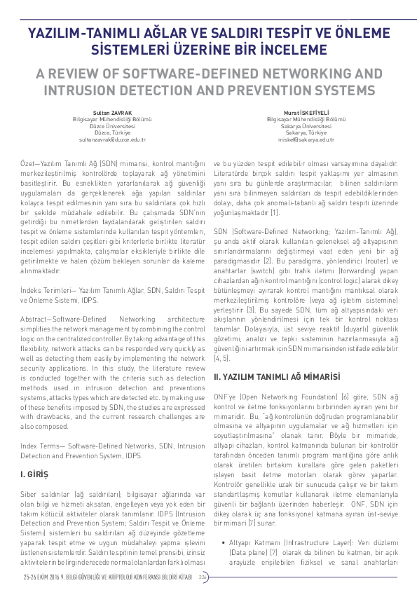 Pdf A Review Of Software Defined Networking And Intrusion Detection And Prevention Systems