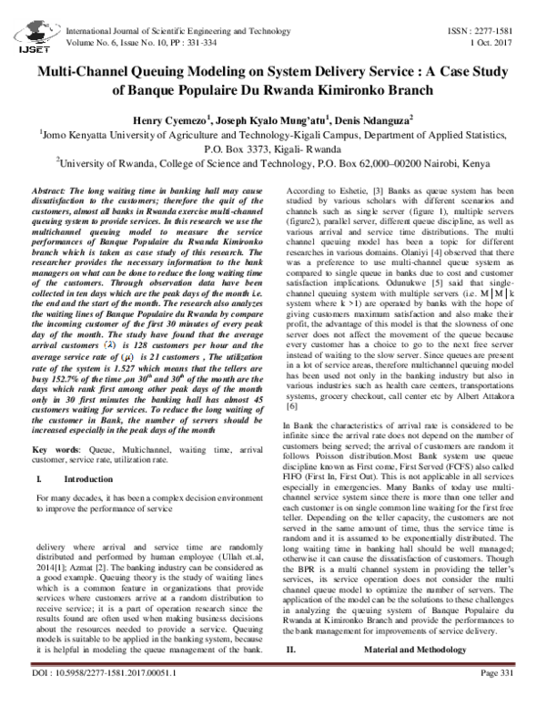 (PDF) Multi-Channel Queuing Modeling on System Delivery Service : A ...