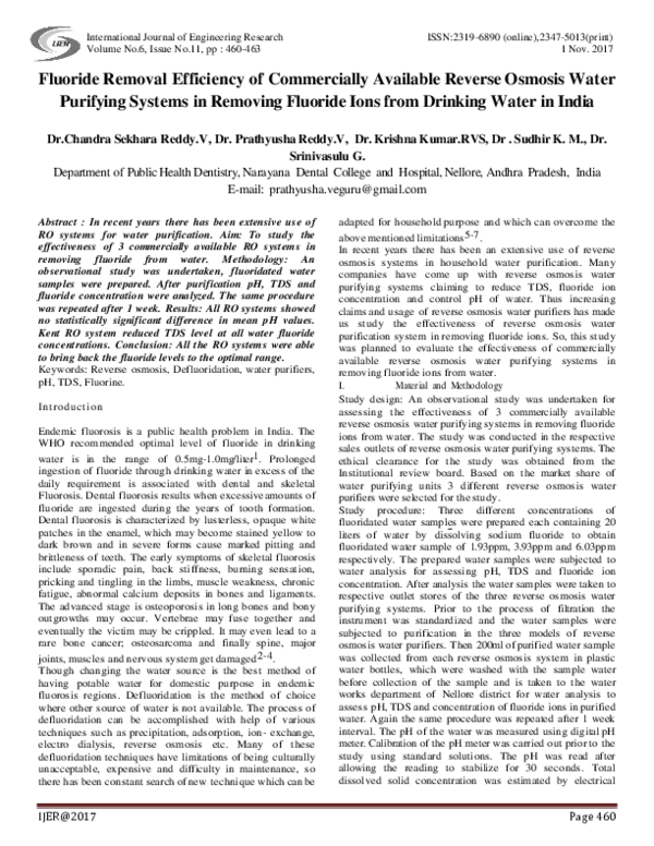 (PDF) Fluoride Removal Efficiency of Commercially Available Reverse ...