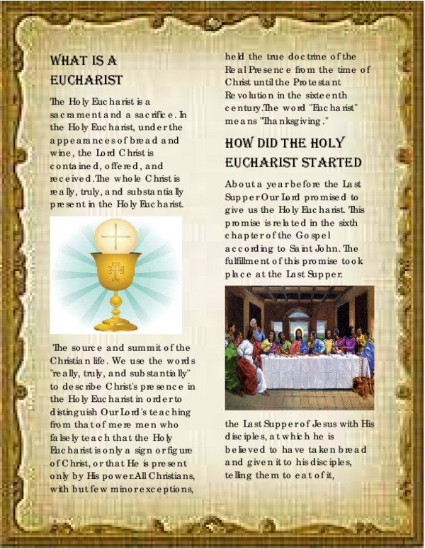 (PDF) WHAT IS A EUCHARIST HOW DID THE HOLY EUCHARIST STARTED