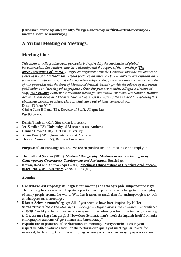 (DOC) Virtual Meeting on Meetings