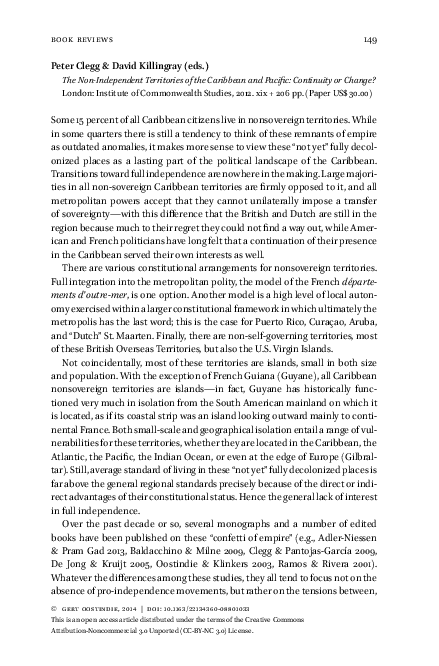 (PDF) Peter Clegg & David Killingray (eds), The non-independent ...