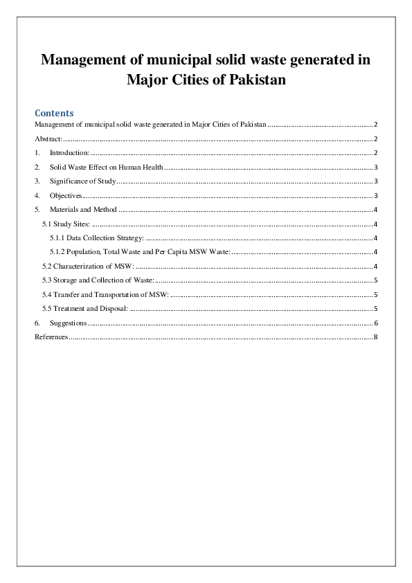 (DOC) Management of municipal solid waste generated in Major Cities of ...