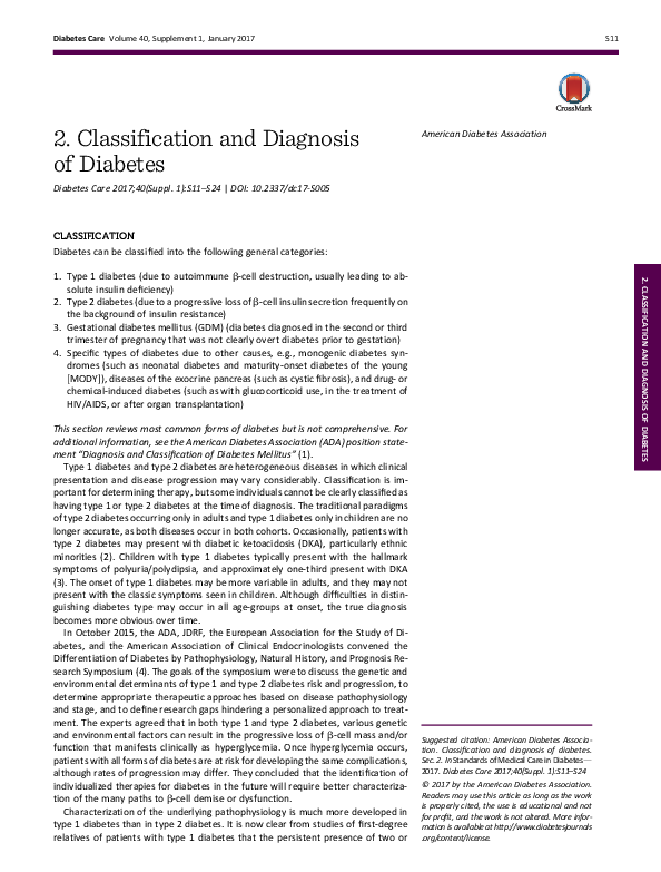 (PDF) 2. Classification and Diagnosis of Diabetes