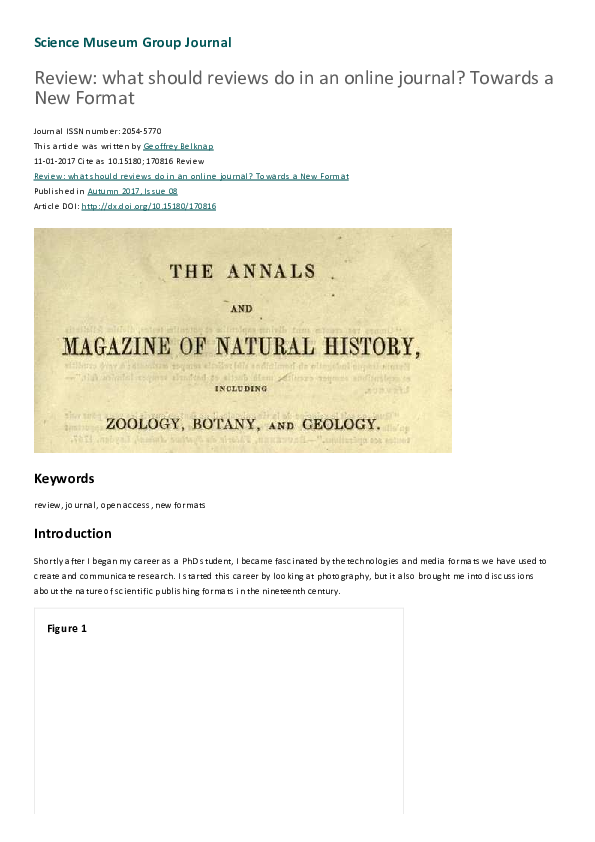 (PDF) Review: what should reviews do in an online journal? Towards a ...
