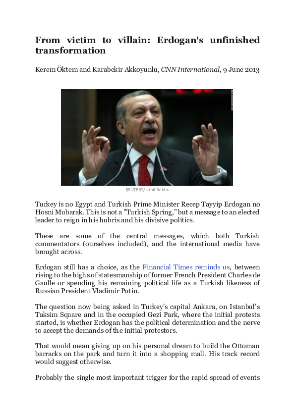 (PDF) From victim to villain: Erdogan's unfinished transformation