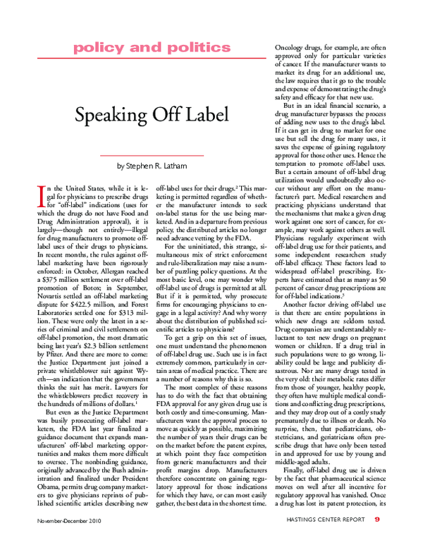 (PDF) Speaking off label