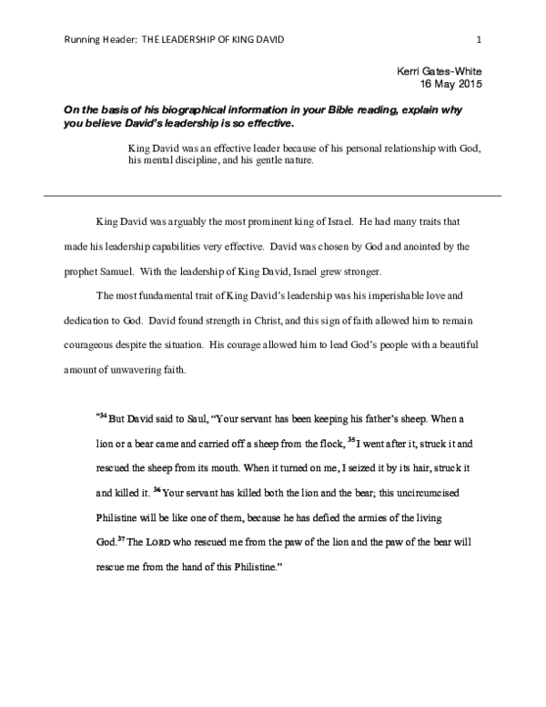 (PDF) The Leadership of King David