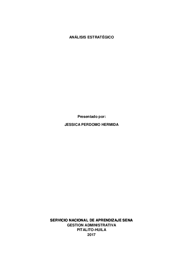 (DOC) ANÁLISIS ESTRATÉGICO Presentado por: JESSICA PERDOMO HERMIDA ...