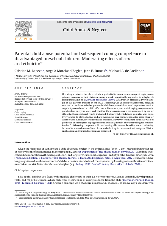 (PDF) The Impact of Childhood Abuse on Women's and Men's Perceived ...