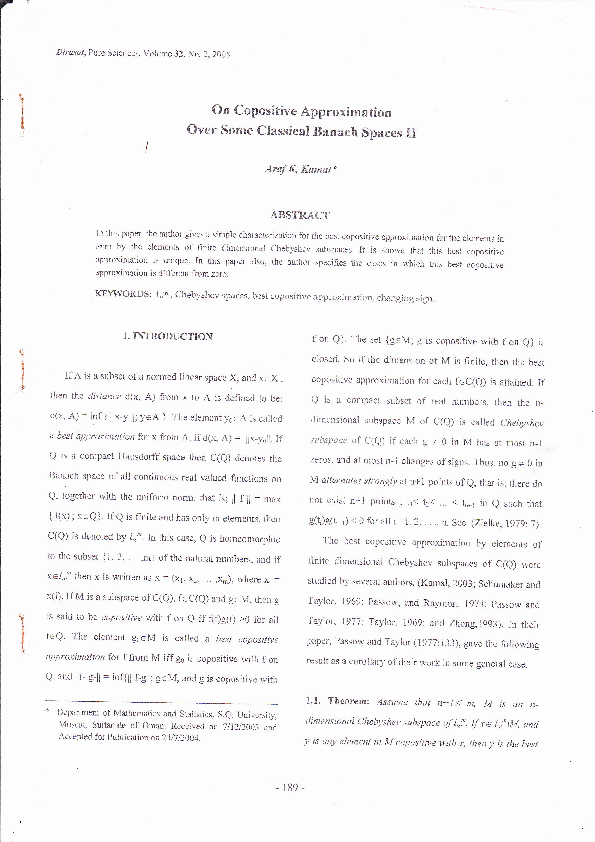 Pdf On Copositive Approximation Over Some Classical Banach Spaces Ii