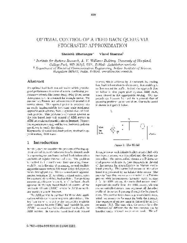 Pdf Optimal Control Of A Feedback Queue Via Stochastic Approximation