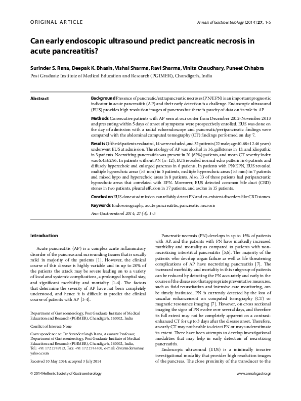(PDF) Can early endoscopic ultrasound predict pancreatic necrosis in ...
