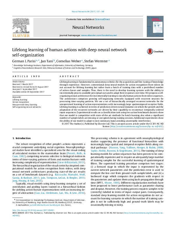(PDF) Lifelong learning of human actions with deep neural network self ...