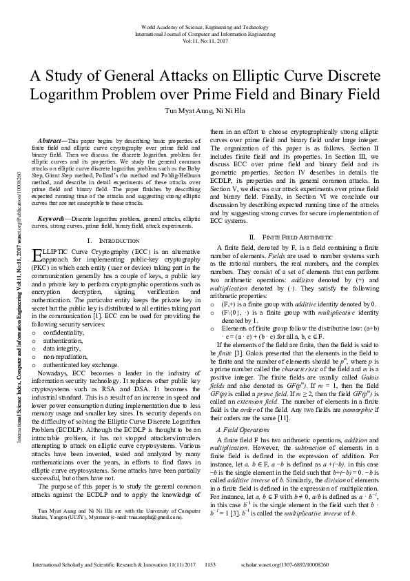 Pdf A New Method For Geometric Interpretation Of Elliptic Curve Discrete Logarithm Problem