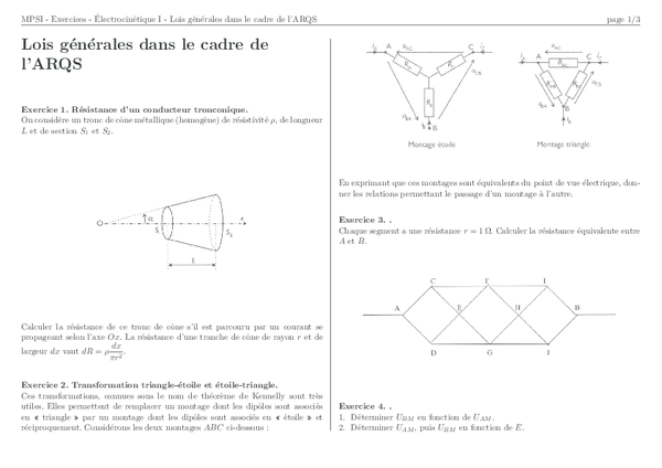 (PDF) 03_electrocinetique_lois_generales_ARQS_exercices.pdf