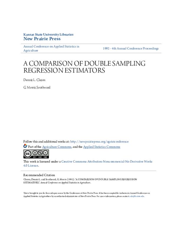Pdf A Comparison Of Double Sampling Regression Estimators