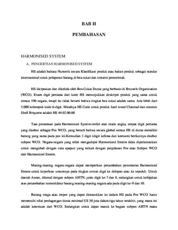 (DOC) BAB II PEMBAHASAN HARMONISED SYSTEM