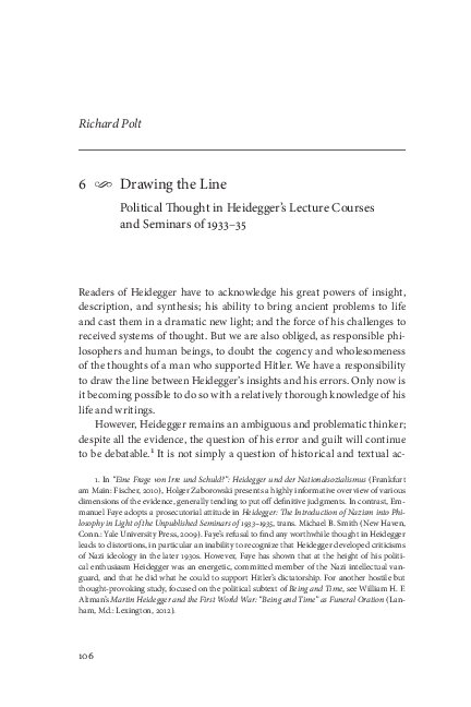 (PDF) Drawing the Line: Political Thought in Heidegger’s Lecture ...
