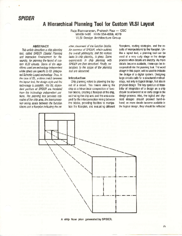 Pdf Hierarchical Planning Tool Spider For Custom Vlsi Layouts 
