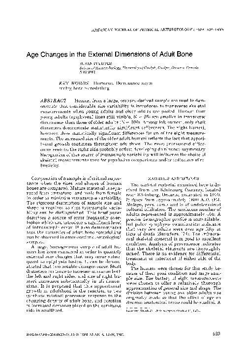 (PDF) Age changes in the external dimensions of adult bone