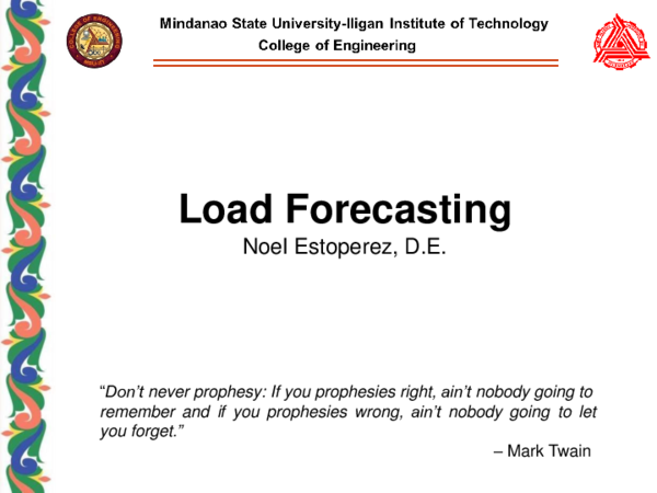 (PPT) Load Forecast