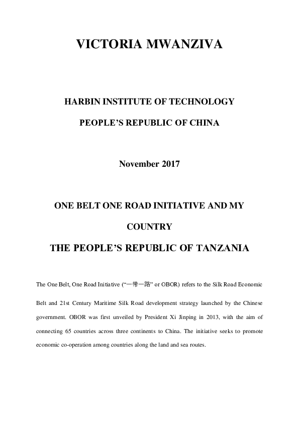 (DOC) VICTORIA MWANZIVA HARBIN INSTITUTE OF TECHNOLOGY PEOPLE'S ...