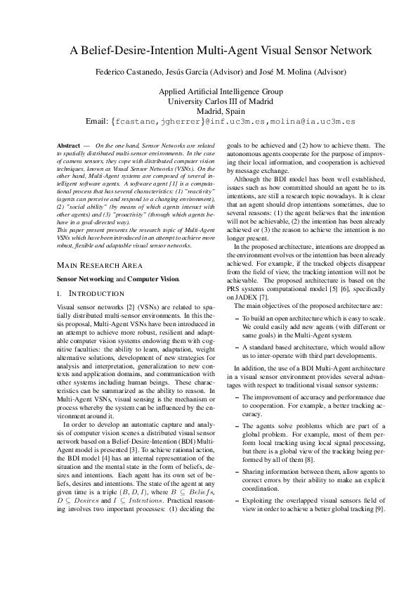 (PDF) A Belief-Desire-Intention Multi-Agent Visual Sensor Network