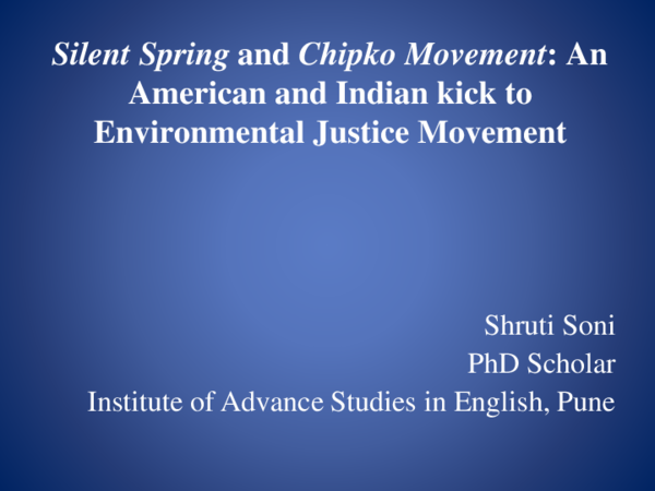 (PPT) Silent Spring and Chipko Movement: An American and Indian kick to ...