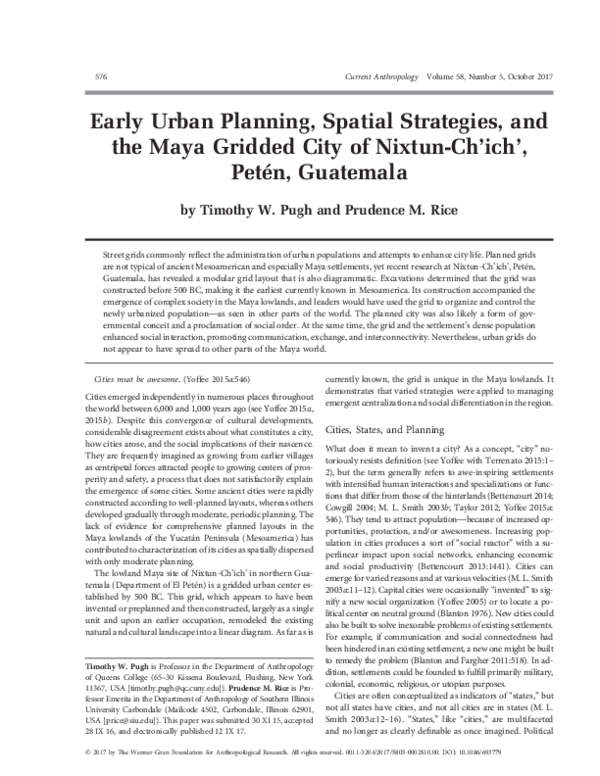 (PDF) Early Urban Planning, Spatial Strategies, and the Maya Gridded ...