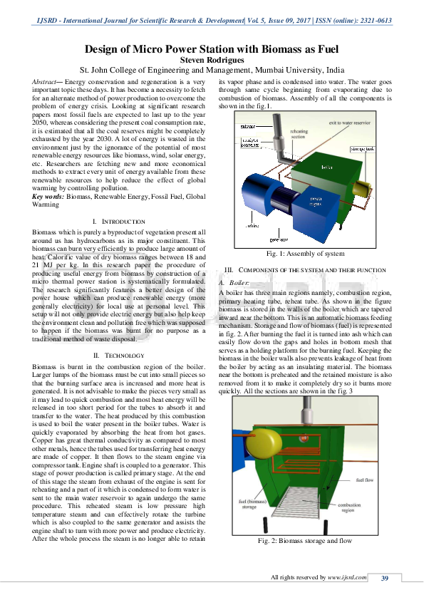 (PDF) Design of Micro Power Station with Biomass as Fuel