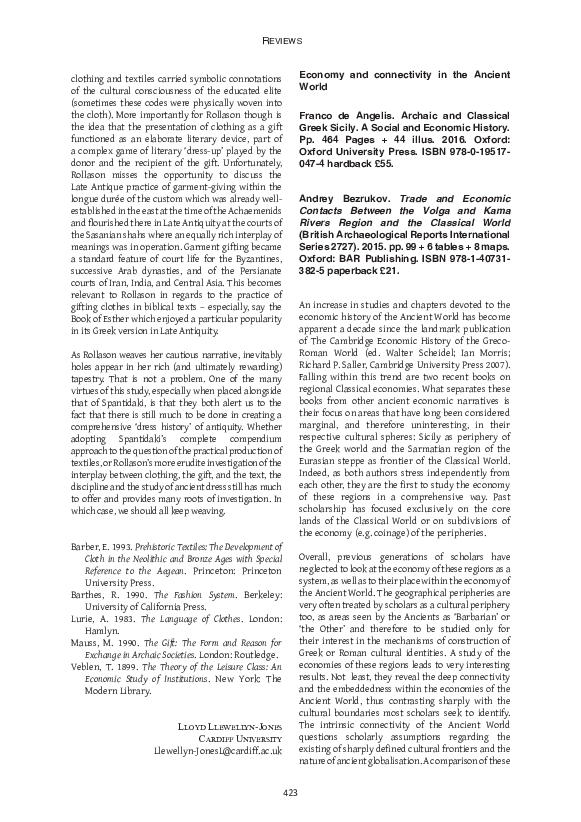 (PDF) (2017) Economy and connectivity in the Ancient World, in: Journal ...