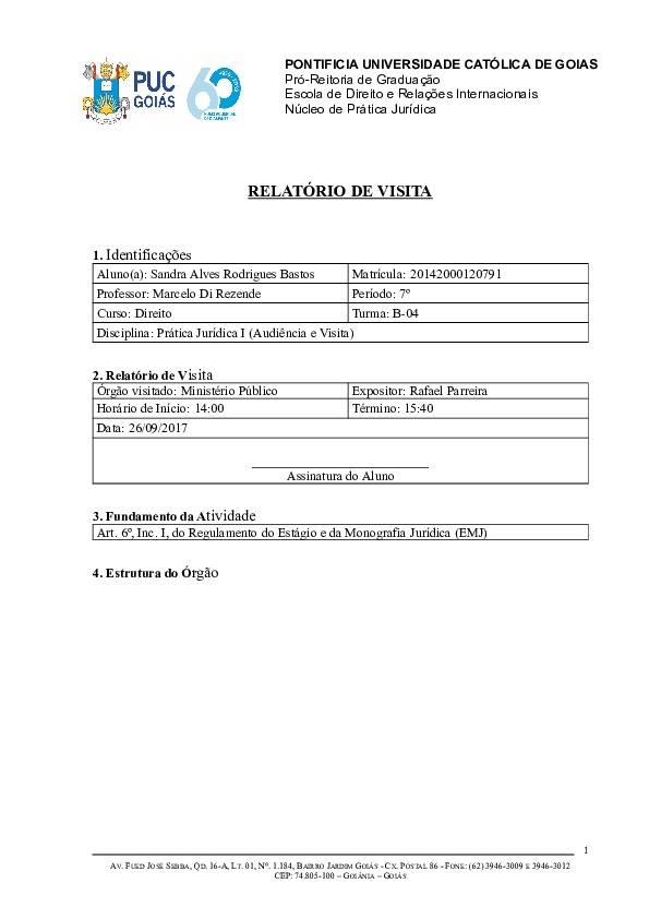 (DOC) RELATÓRIO DE VISITA