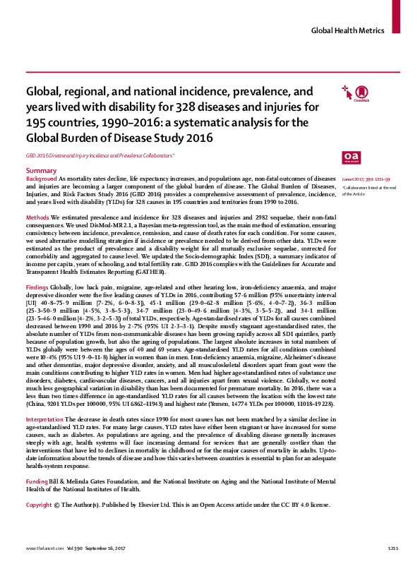(PDF) Global Health Metrics Global, regional, and national incidence ...