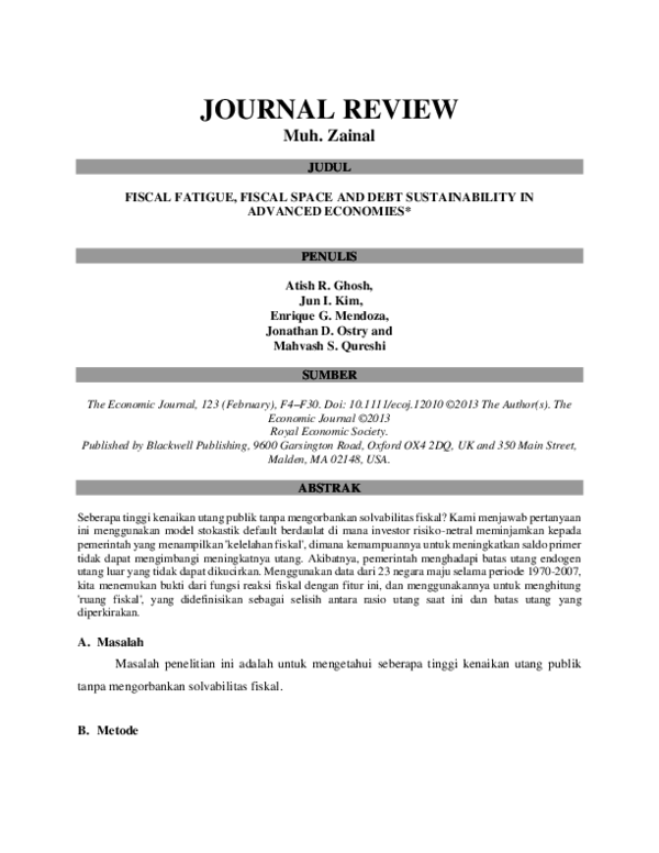 (PDF) FISCAL FATIGUE, FISCAL SPACE AND DEBT SUSTAINABILITY IN ADVANCED ...