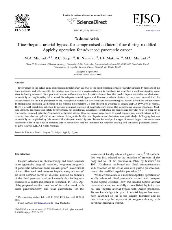 (PDF) Iliac–hepatic arterial bypass for compromised collateral flow ...