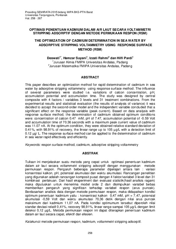 (DOC) Response Surface Methodology (RSM) | Kadek Yama Rinaldi ...