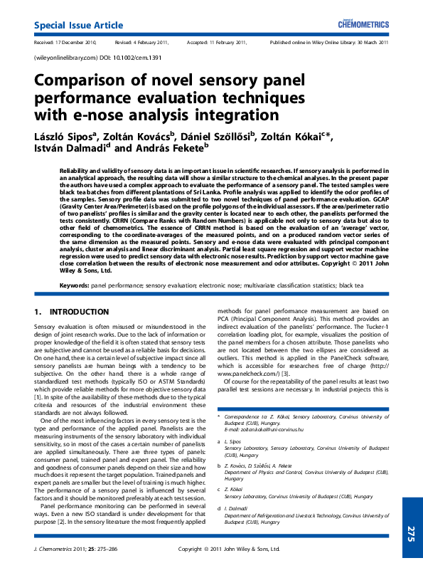 (PDF) Comparison of novel sensory panel performance evaluation ...