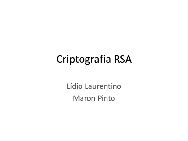 (PPT) Criptografia RSA