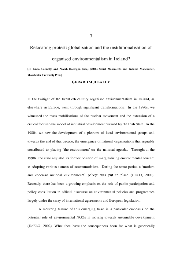 (PDF) Relocating protest: globalisation and the institutionalisation of ...