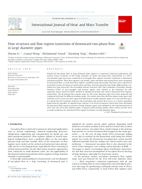(PDF) Flow structure and flow regime transitions of downward two-phase flow in large diameter pipes