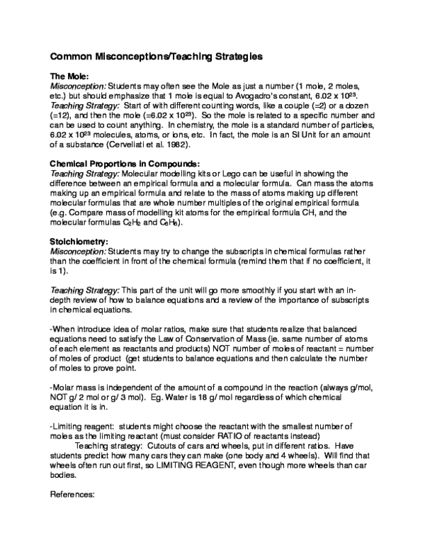 (PDF) Common Misconceptions/Teaching Strategies