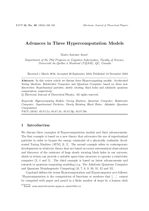 (PDF) Advances in Three Hypercomputation Models