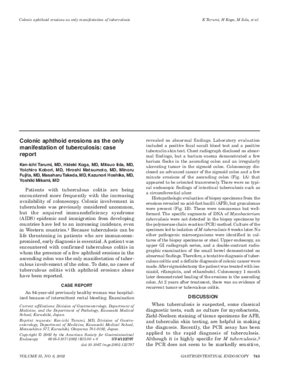 (PDF) Colonic aphthoid erosions as the only manifestation of ...