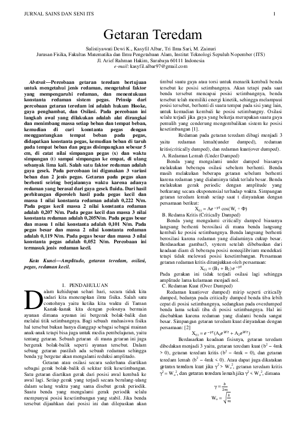 (PDF) Laporan Praktikum Getaran Teredam - 01111540000007
