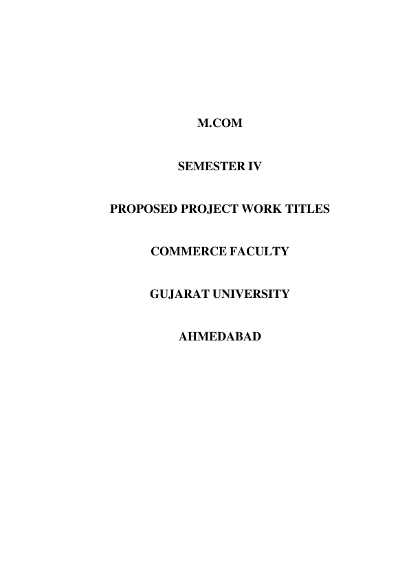 (PDF) M.COM SEMESTER IV PROPOSED PROJECT WORK TITLES COMMERCE FACULTY ...