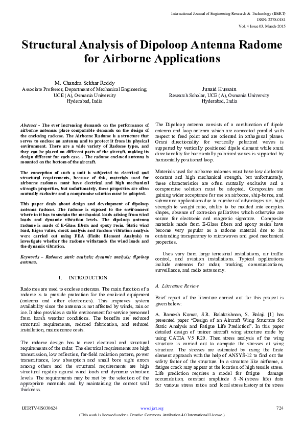 (PDF) Structural Analysis of Dipoloop Antenna Radome for Airborne ...